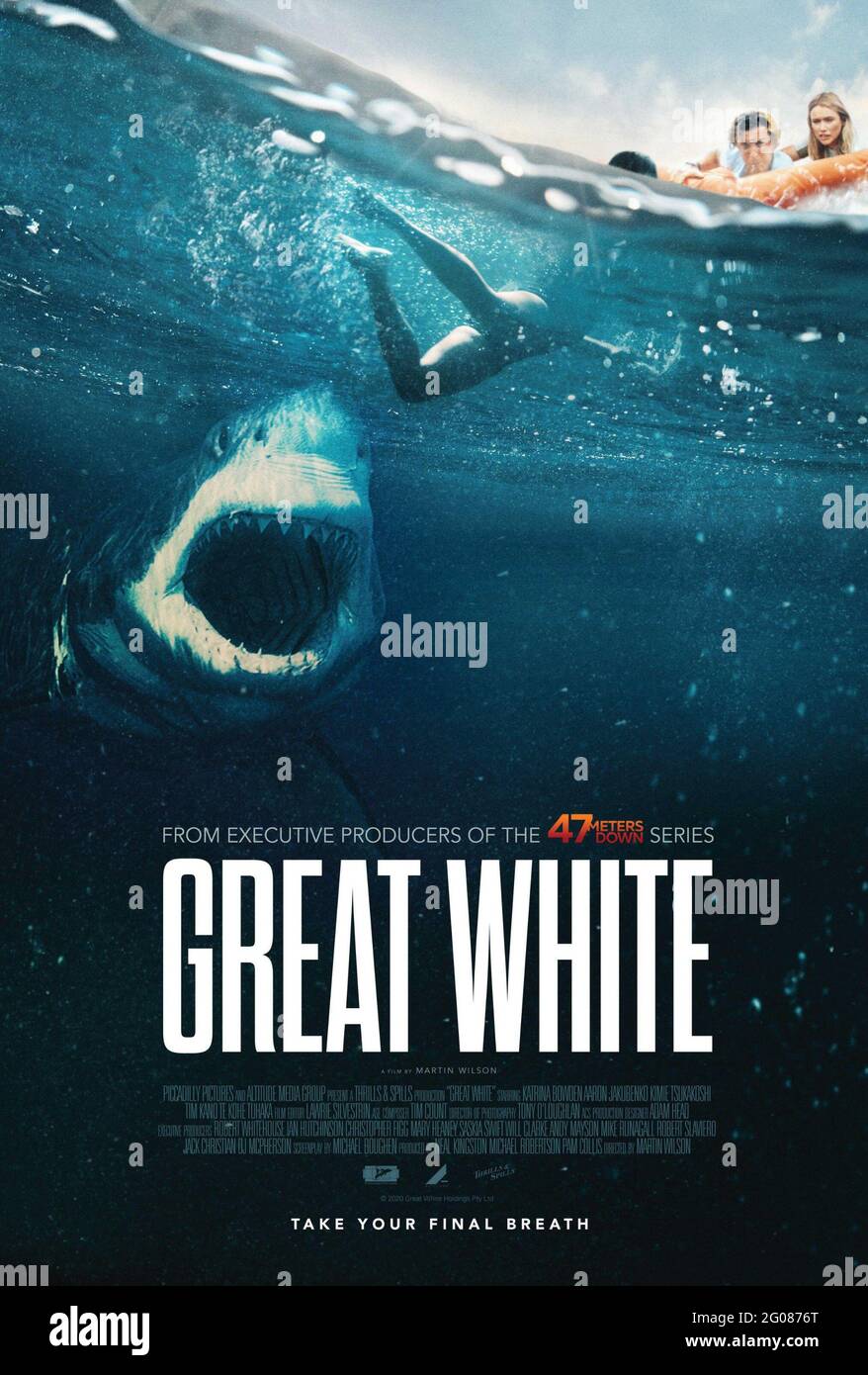 GREAT WHITE, poster, from left: Aaron Jakubenko, Katrina Bowden, 2021 ...