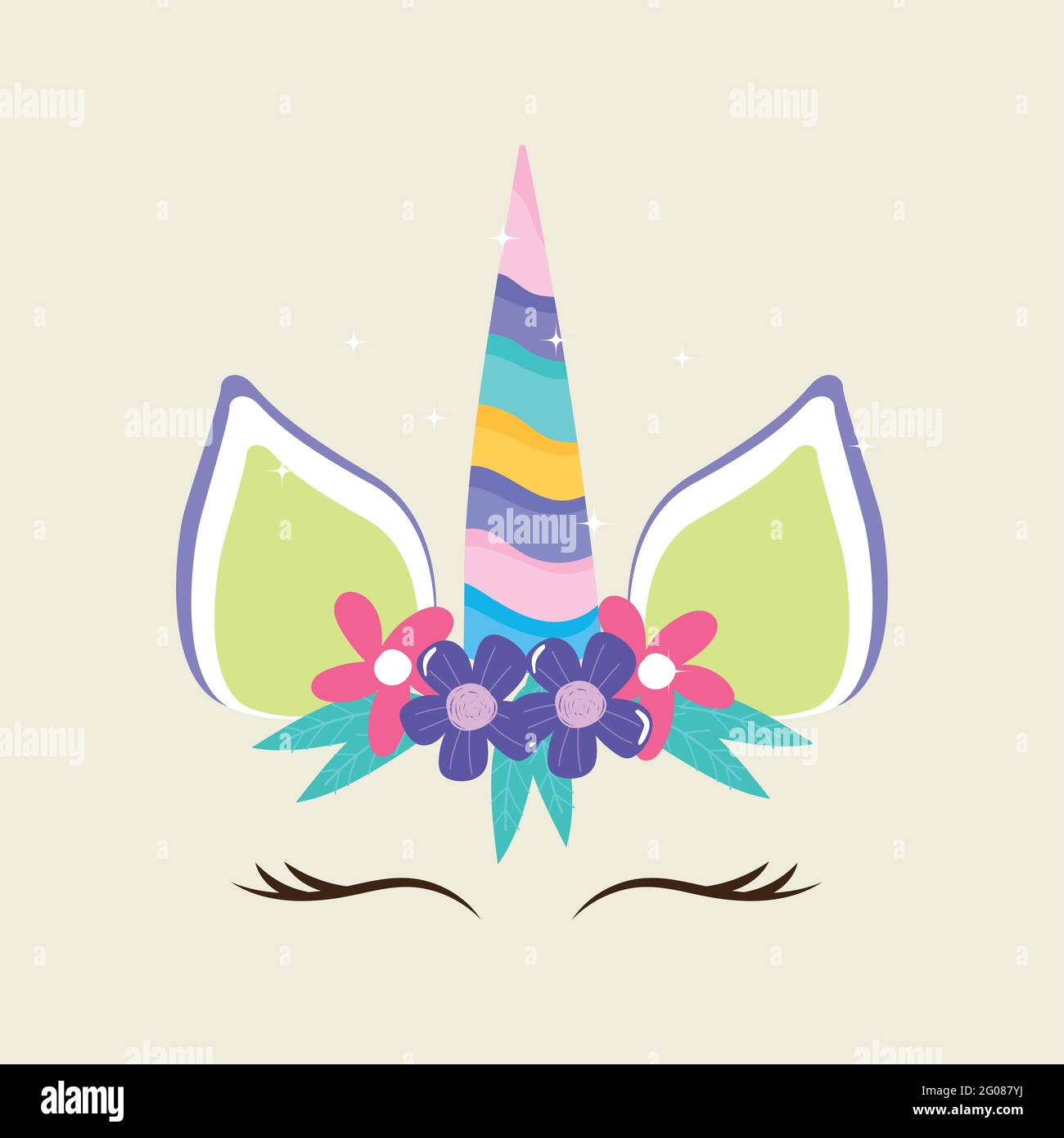 cute unicorn head with flower Stock Vector Image & Art - Alamy