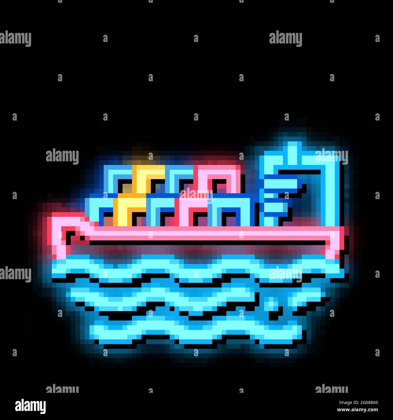 Cargo Ship At Sea neon glow icon illustration Stock Vector Image & Art ...