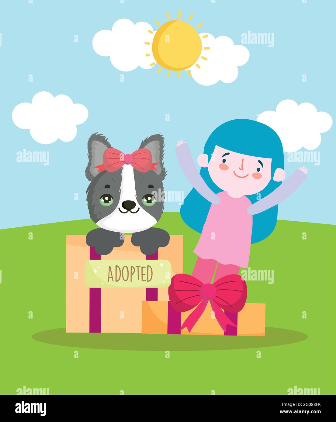 girl adopted female dog Stock Vector Image & Art - Alamy