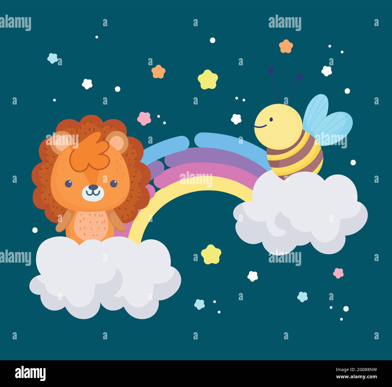cute lion and bee Stock Vector Image & Art - Alamy