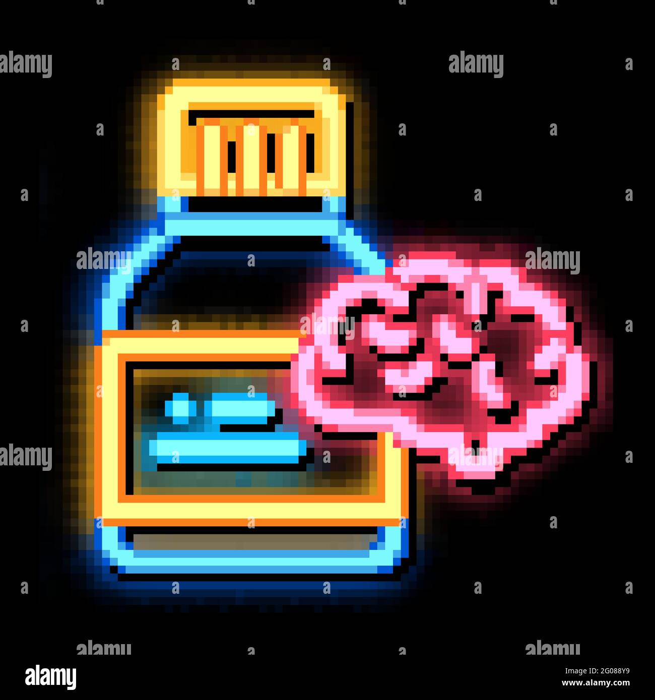 Bottle Pills Brain neon glow icon illustration Stock Vector Image & Art ...