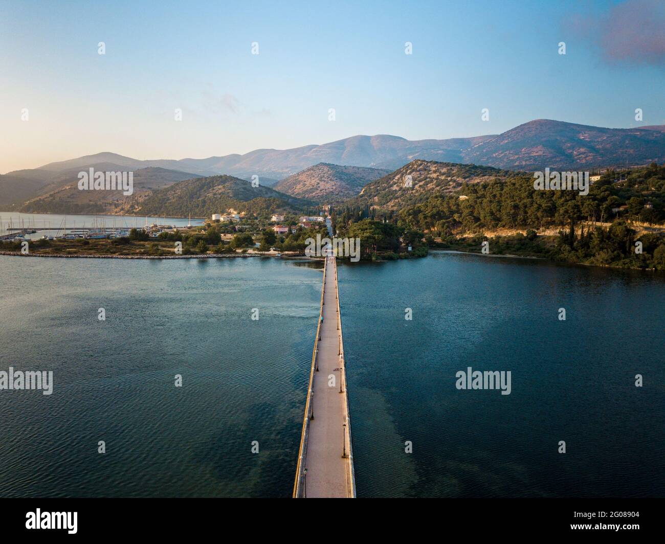 Magnificent pedestrian bridge over water in Argostoli connecting two ...