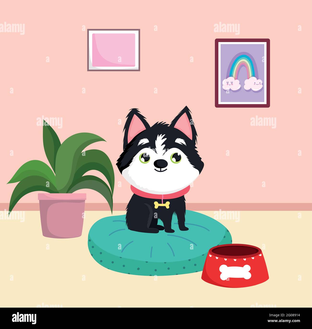 cute dog at home Stock Vector Image & Art - Alamy