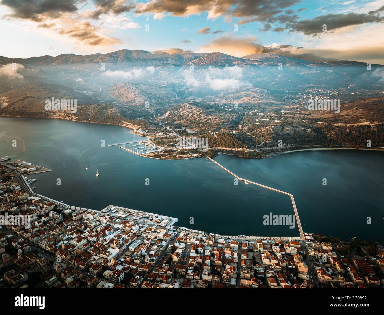 Aerial view of the entire city of Argostoli Stock Photo - Alamy
