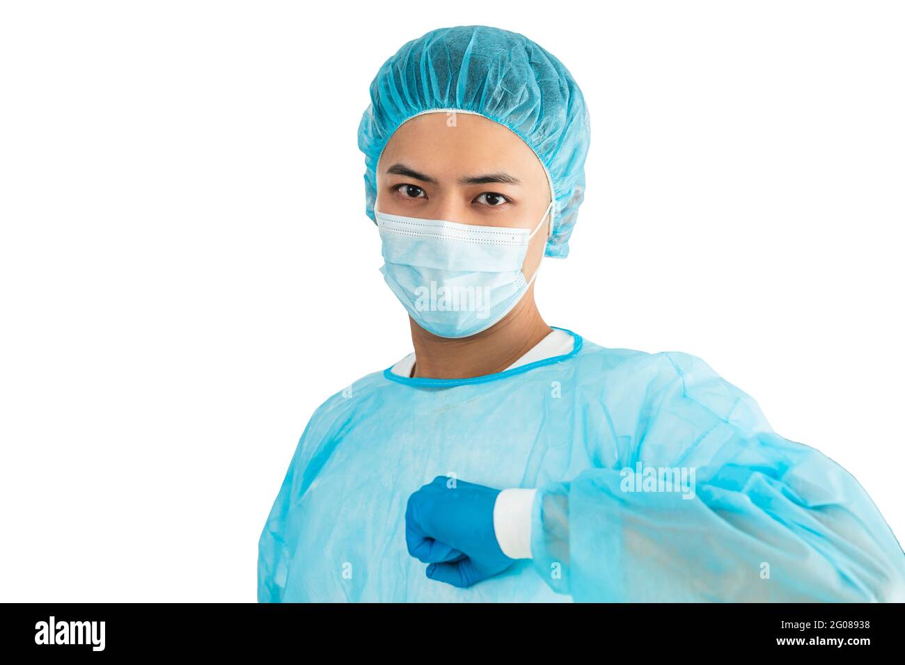 Doctor Wearing Medical Mask and Gloves Isolated Stock Photo - Alamy