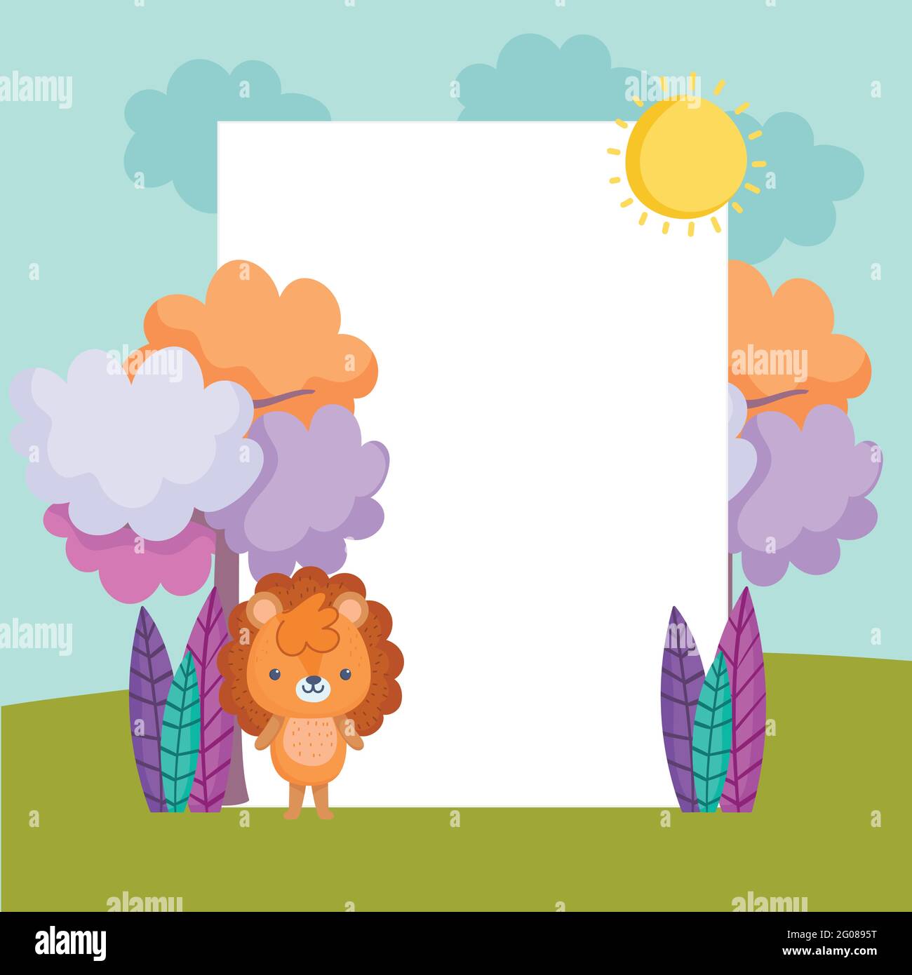 cute lion with empty banner Stock Vector Image & Art - Alamy