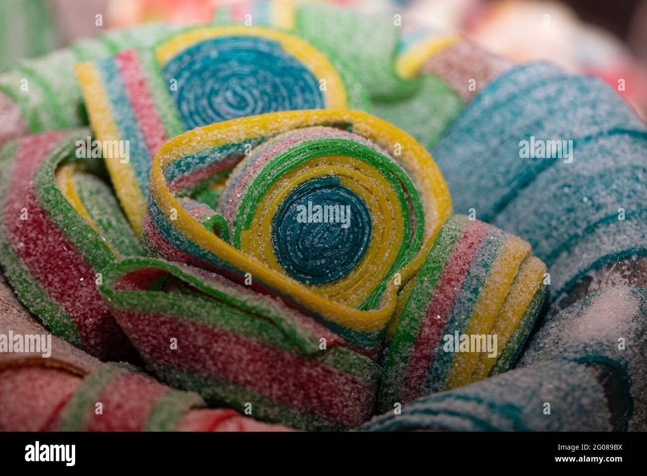 Snail jelly candies textured background Stock Photo - Alamy