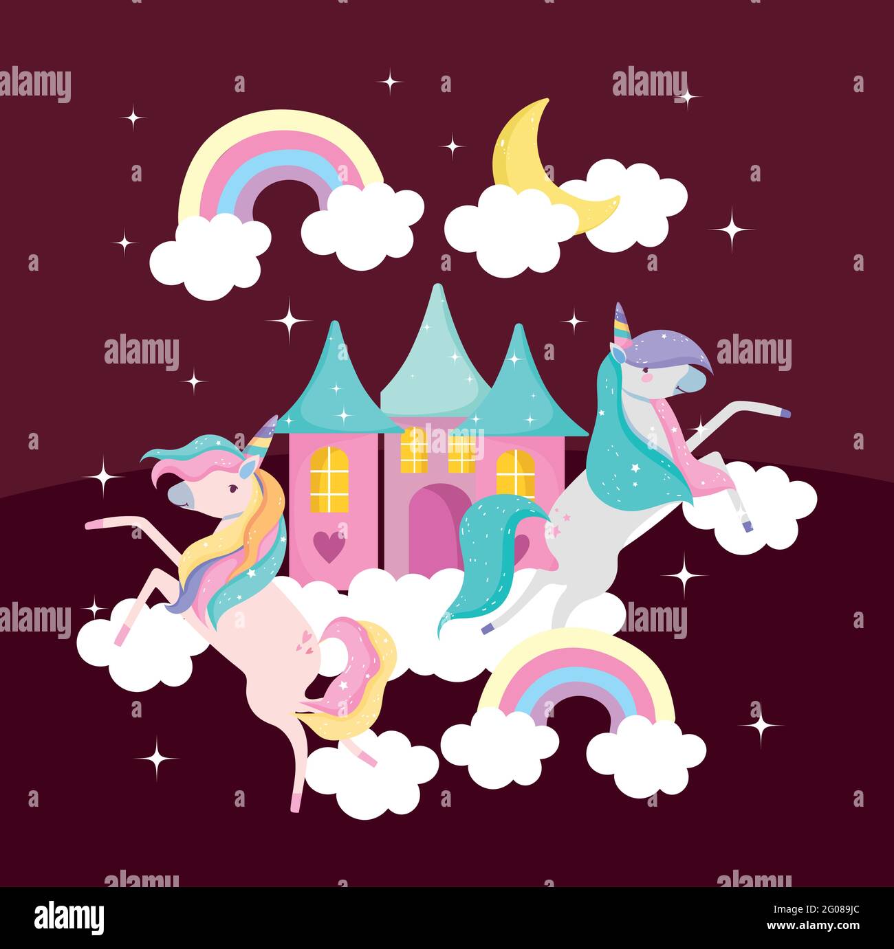Fairytale castle unicorn in Stock Vector Images - Alamy