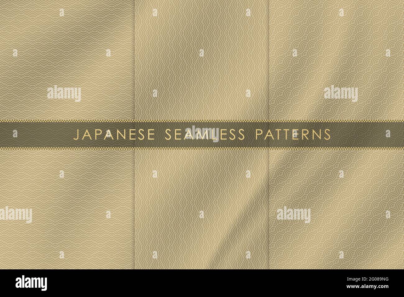 Set of japanese seamless pattern traditional with silk fabric texture ...