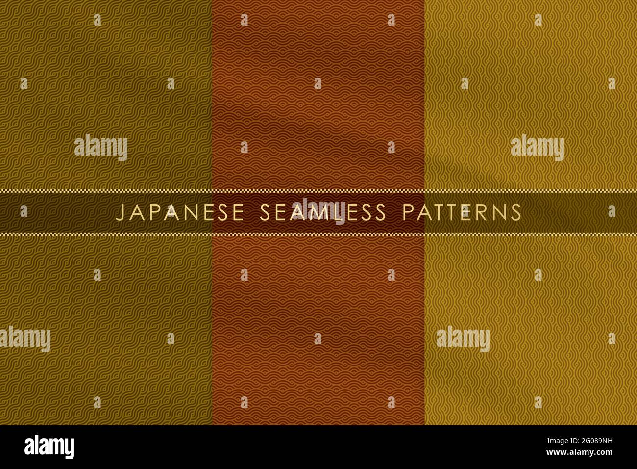 Set of japanese seamless pattern traditional with silk fabric texture ...