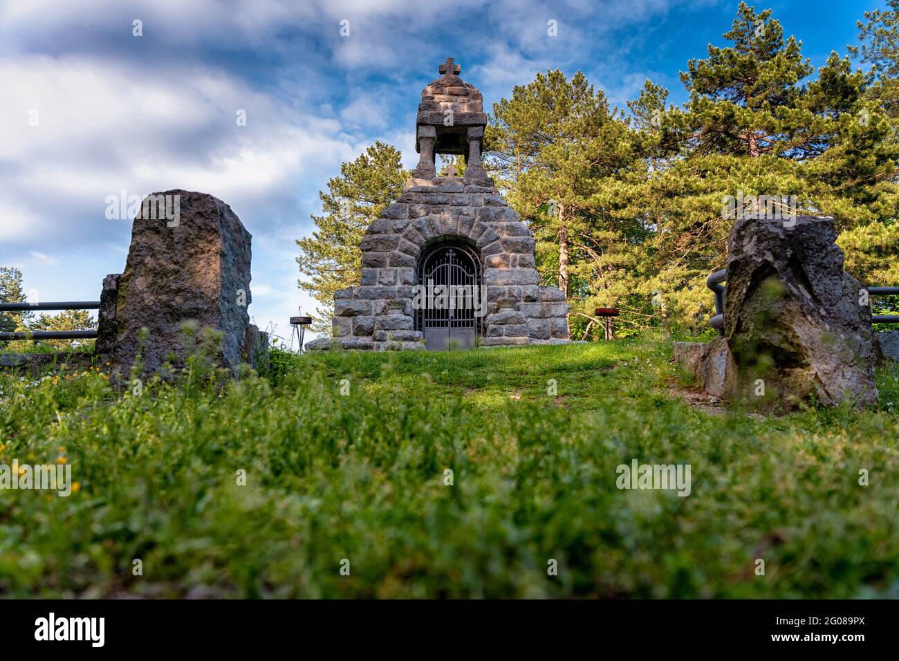 Entrance to stone monument in Mackat Stock Photo - Alamy