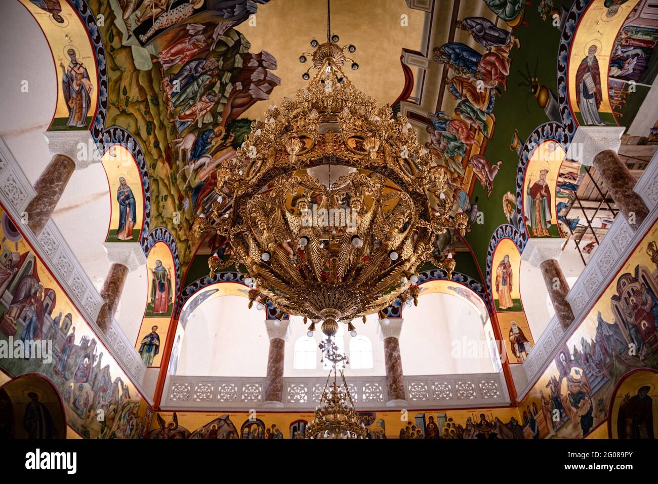 Golden chandelier inside Agios Gerasimos monastery Stock Photo - Alamy