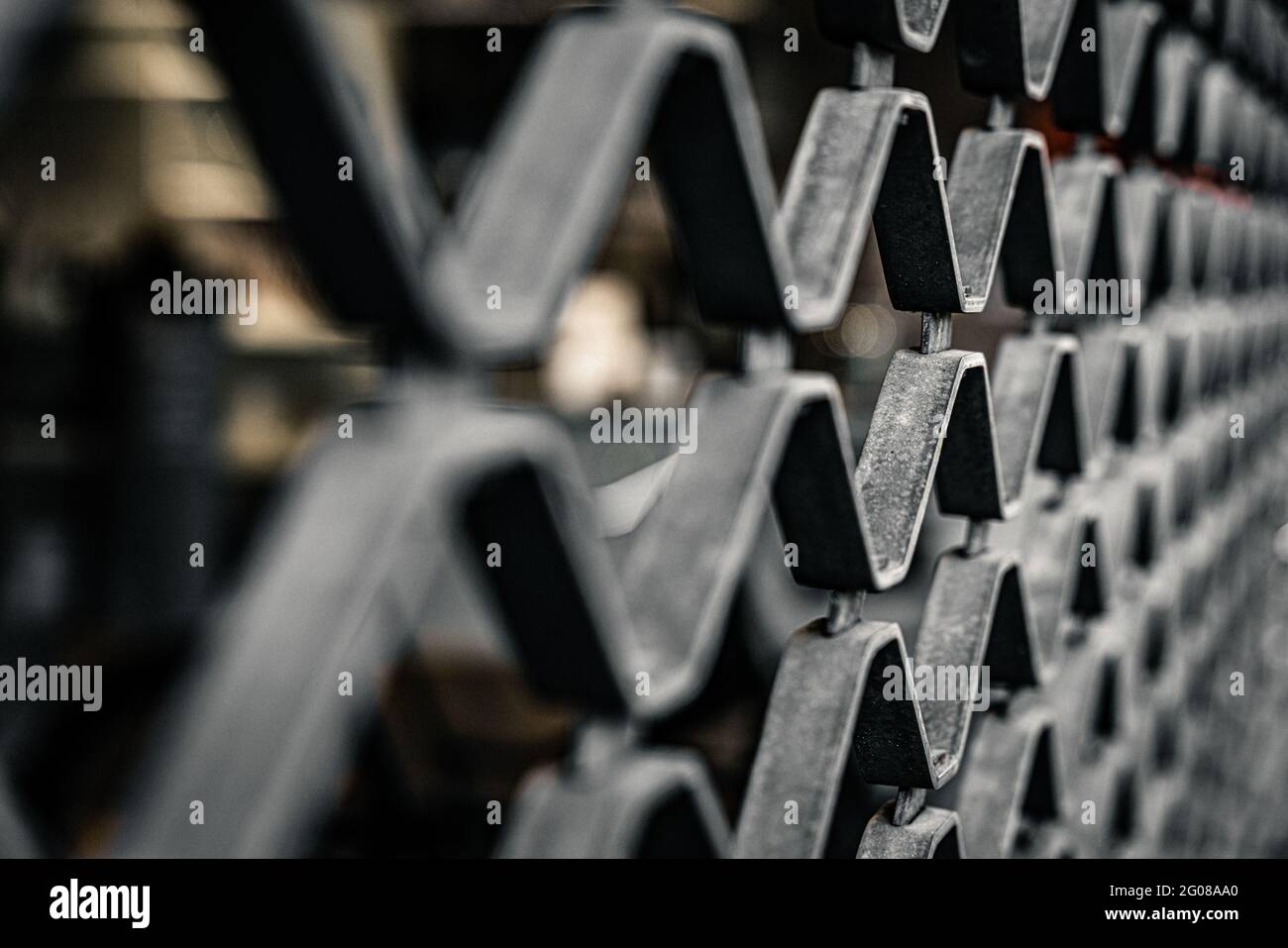 Selective focus of metal fences outdoors with a blurry background Stock ...