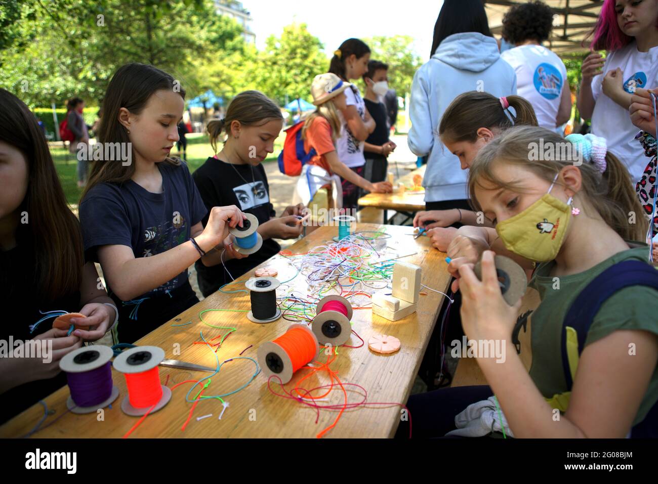 Prague, Czech Republic. 1st June, 2021. Children make handicrafts ...