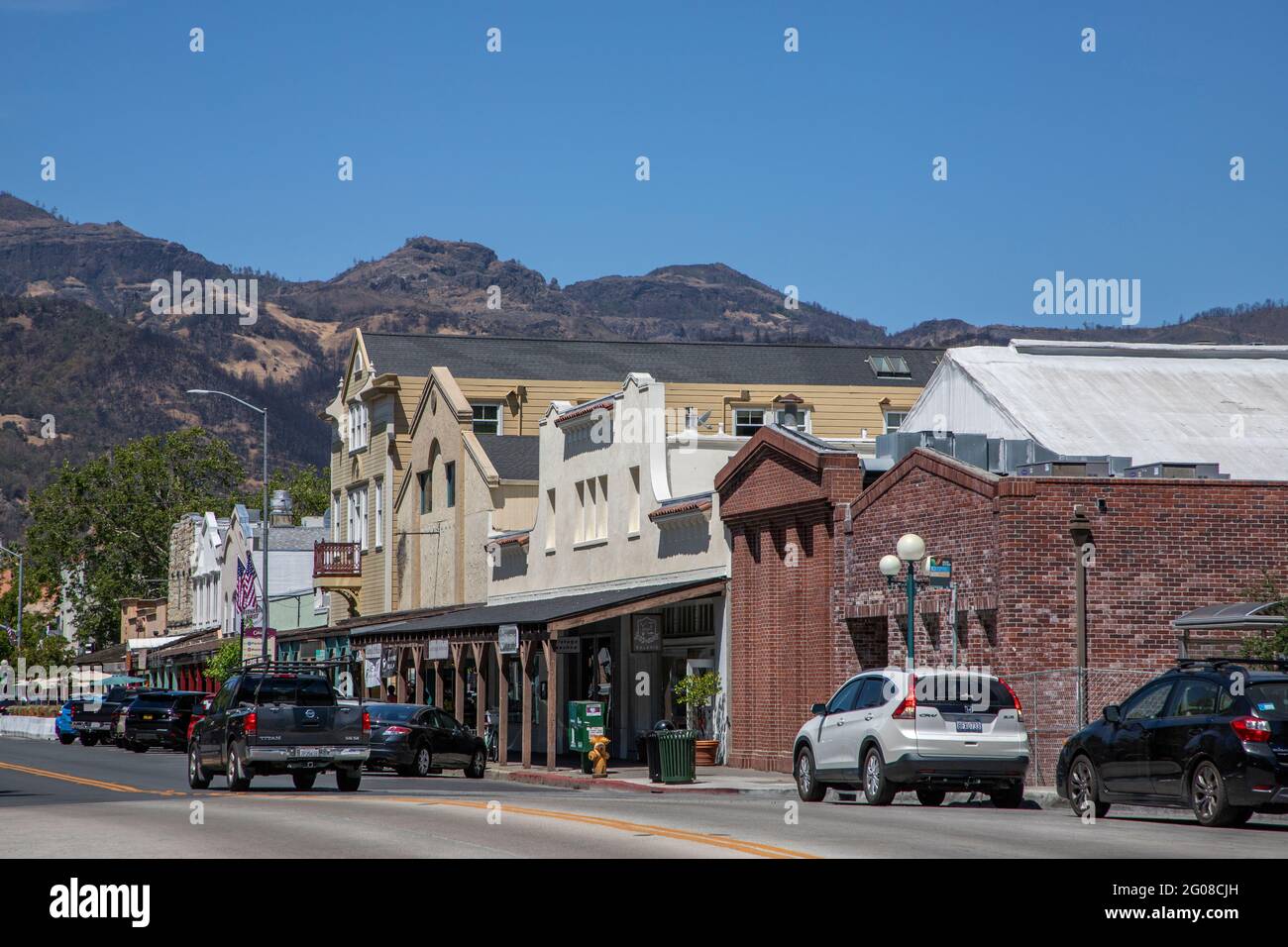 Lincoln Avenue is the main street of Calistoga, California Stock Photo ...