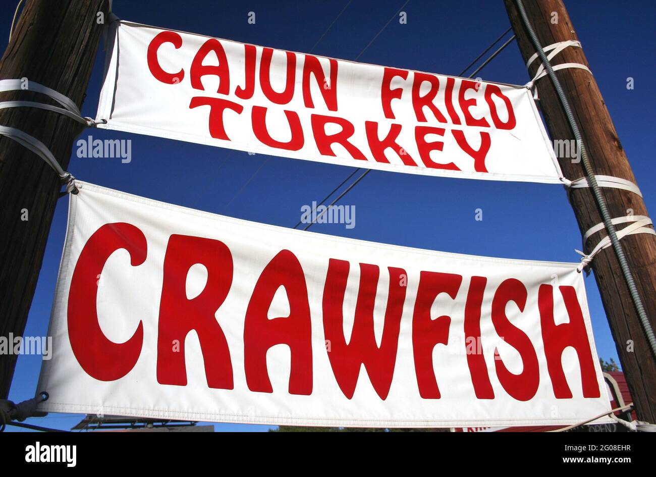 Cajun Fried Turkey and Crawfish Sign Rural Food Stand Stock Photo - Alamy