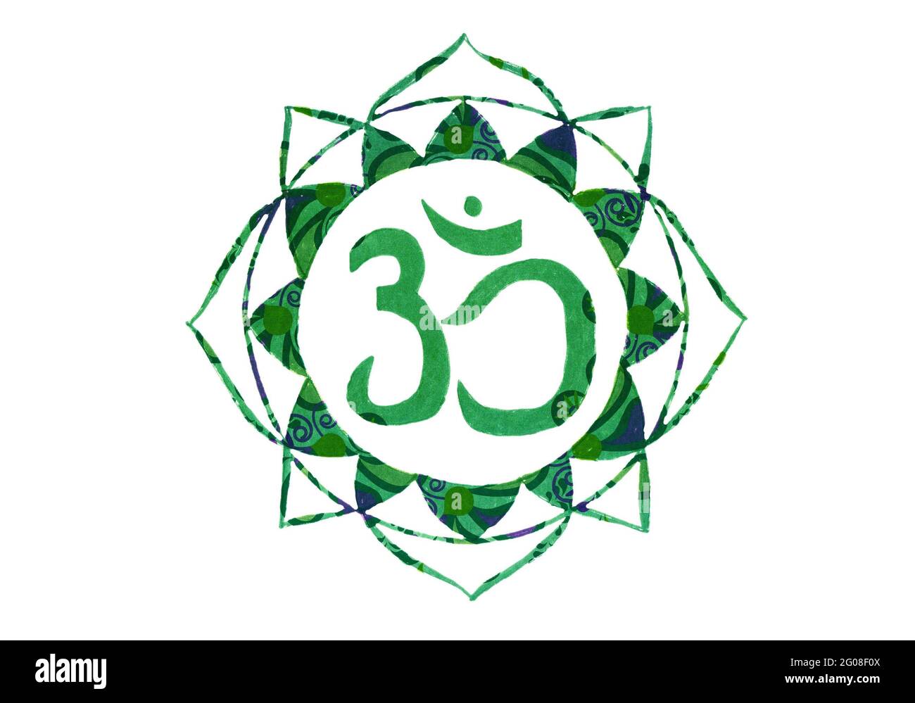 Round Om/Aum sign mandala digital manipulated art Stock Photo - Alamy