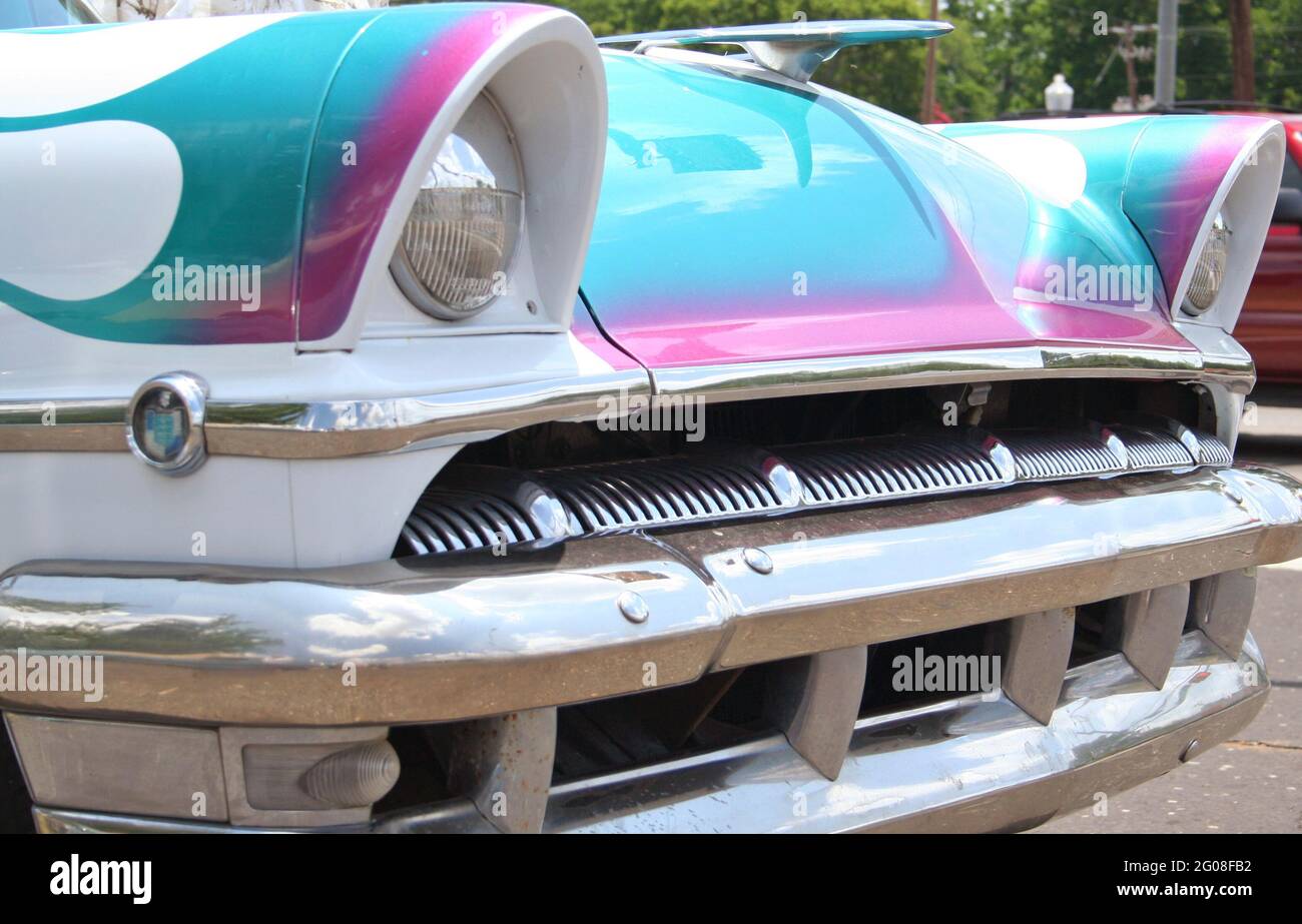 Vintage Hot Rod Car Close-up Blue Stock Photo - Alamy