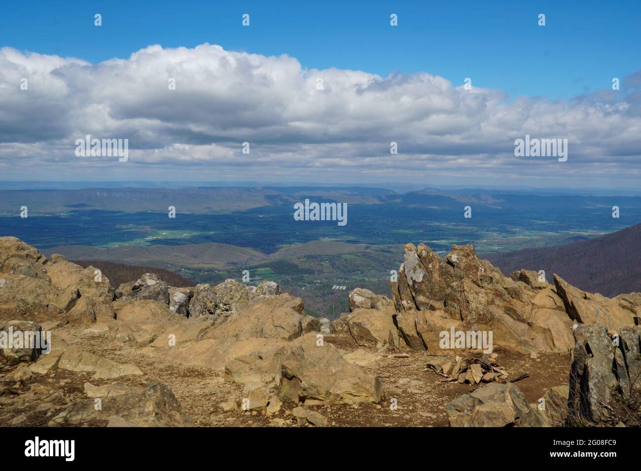 View of the Shenandoah valley from the rocky summit of the hawksbill ...