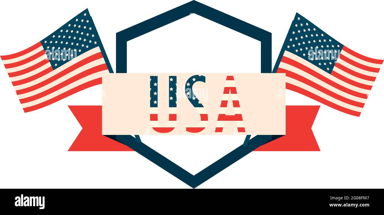 USA flags label Stock Vector Image & Art - Alamy