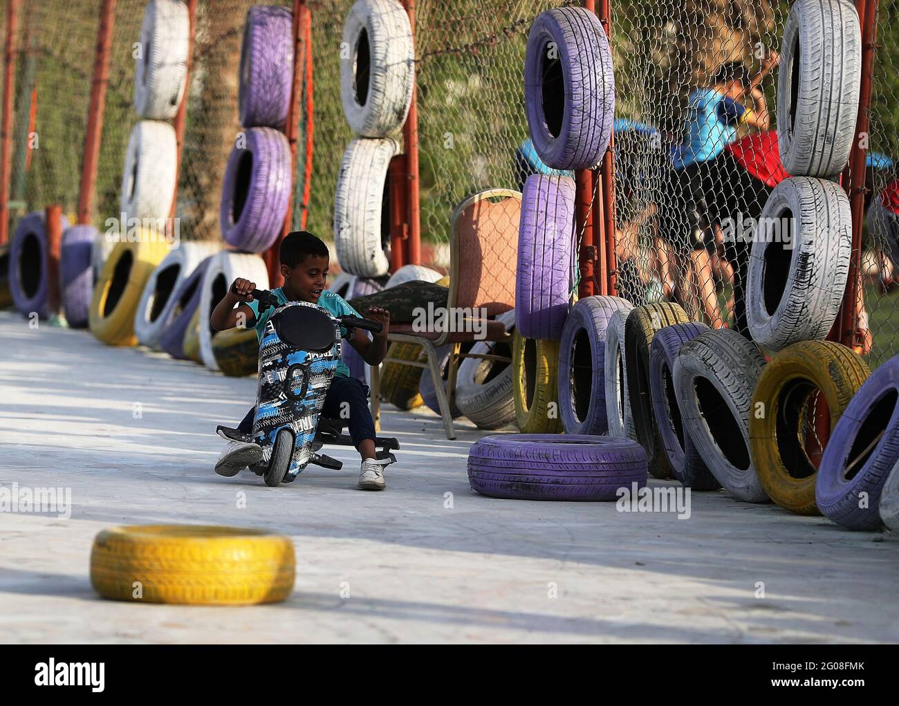 Cairo, Egypt. 1st June, 2021. Children play at Maadi Island Park to ...