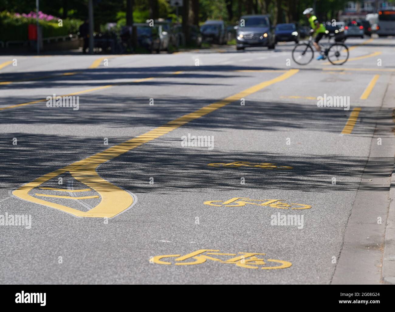 Hamburg, Germany. 31st May, 2021. A cyclist crosses the new ...