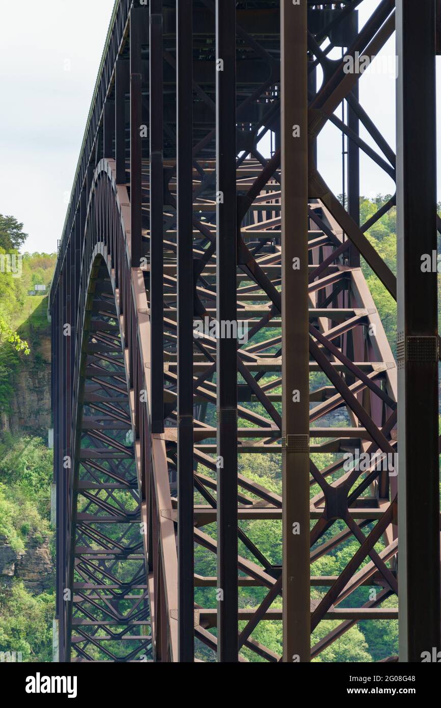 Parallel lines and arch details of the New River Gorge Bridge in West ...