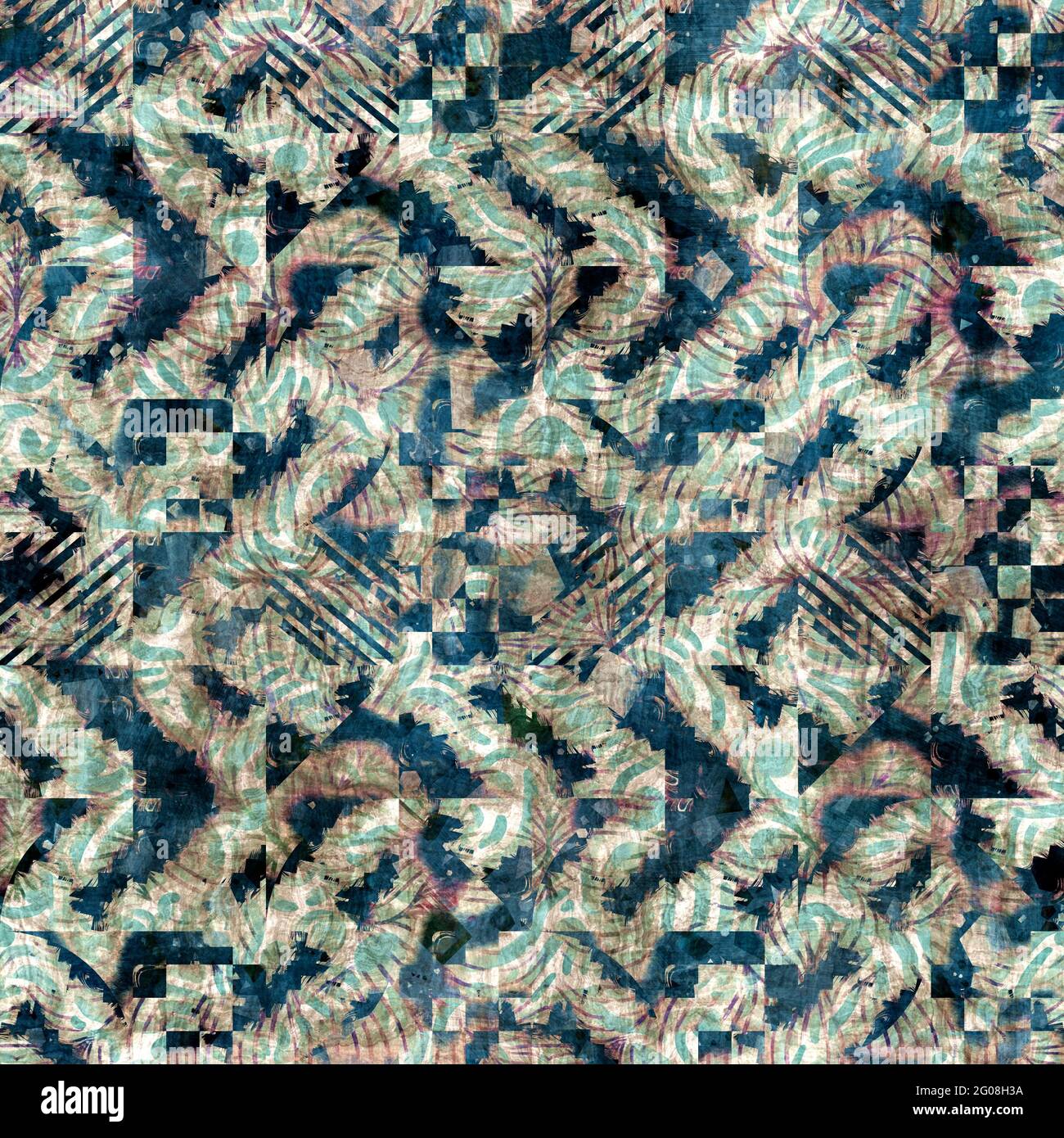 Seamless elegant mixed media pattern in navy, blue, pink, and cream ...