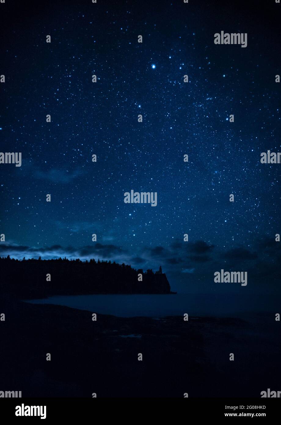 Stars over the Split Rock Lighthouse, northern Minnesota, USA Stock ...