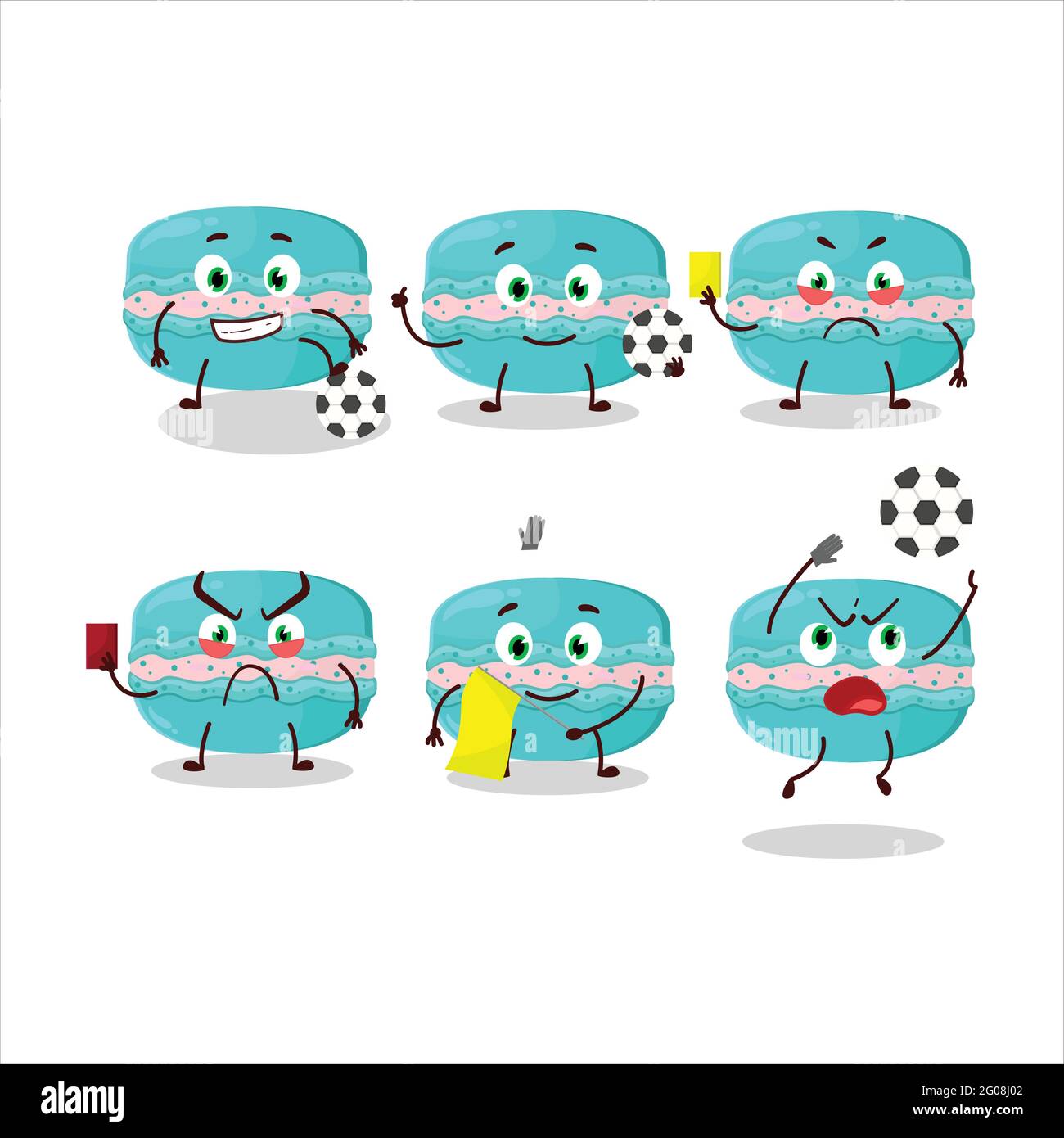 Blueberry macaron cartoon character working as a Football referee ...