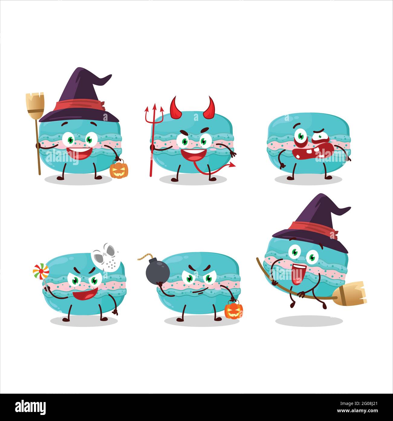 Halloween expression emoticons with cartoon character of blueberry ...