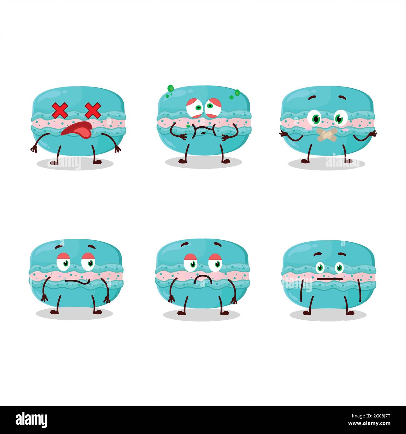 Blueberry macaron cartoon character with nope expression. Vector ...