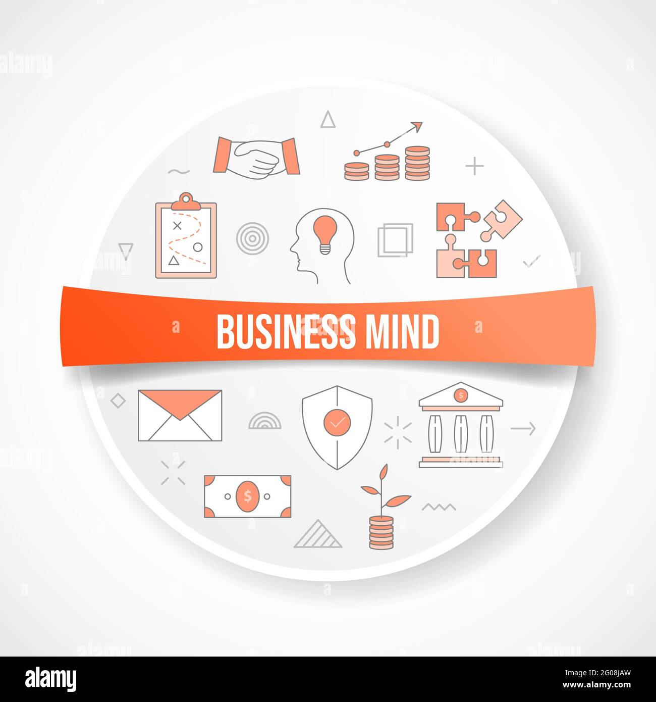 business mind concept with icon concept with round or circle shape ...