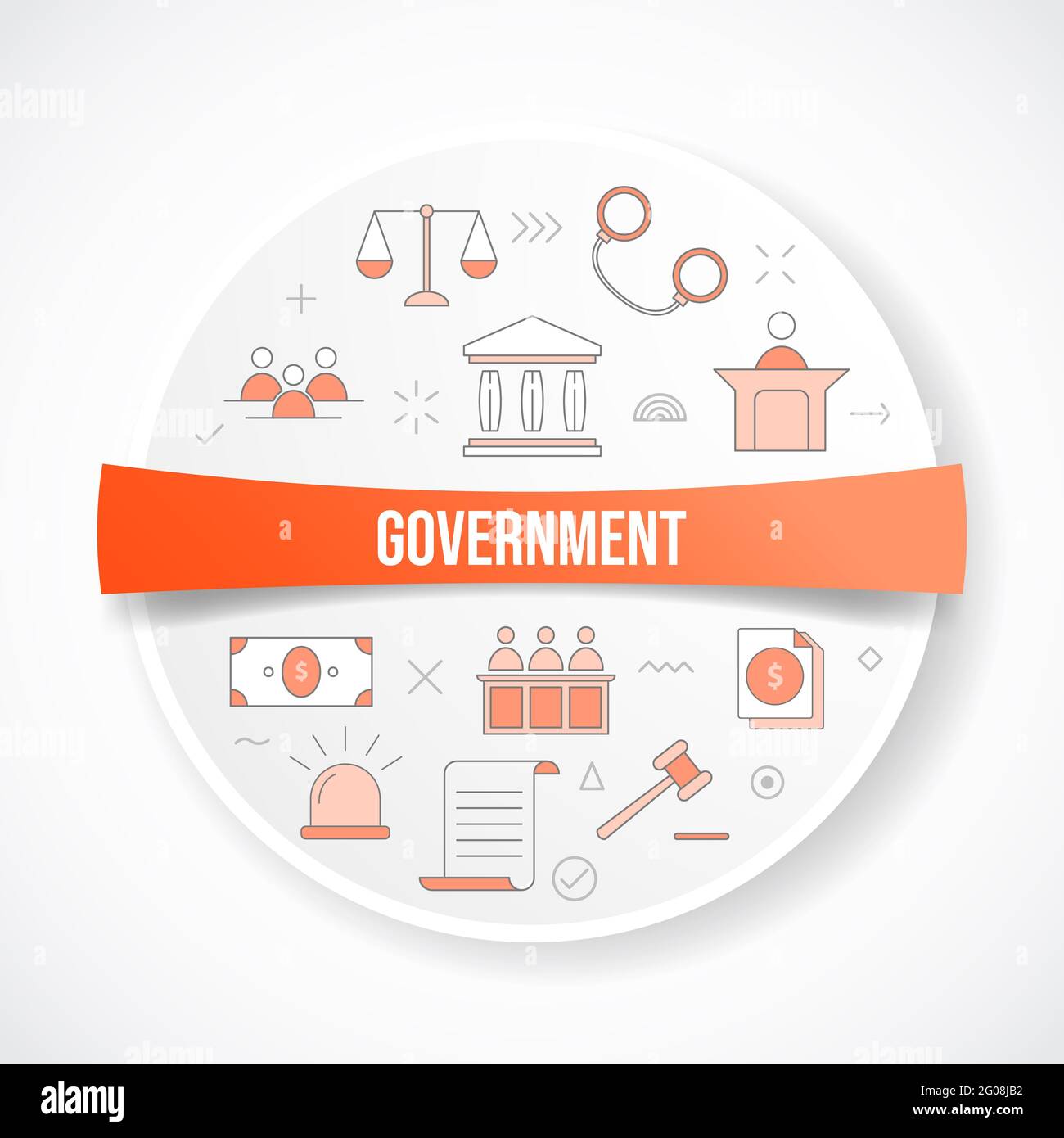 government concept with icon concept with round or circle shape vector ...