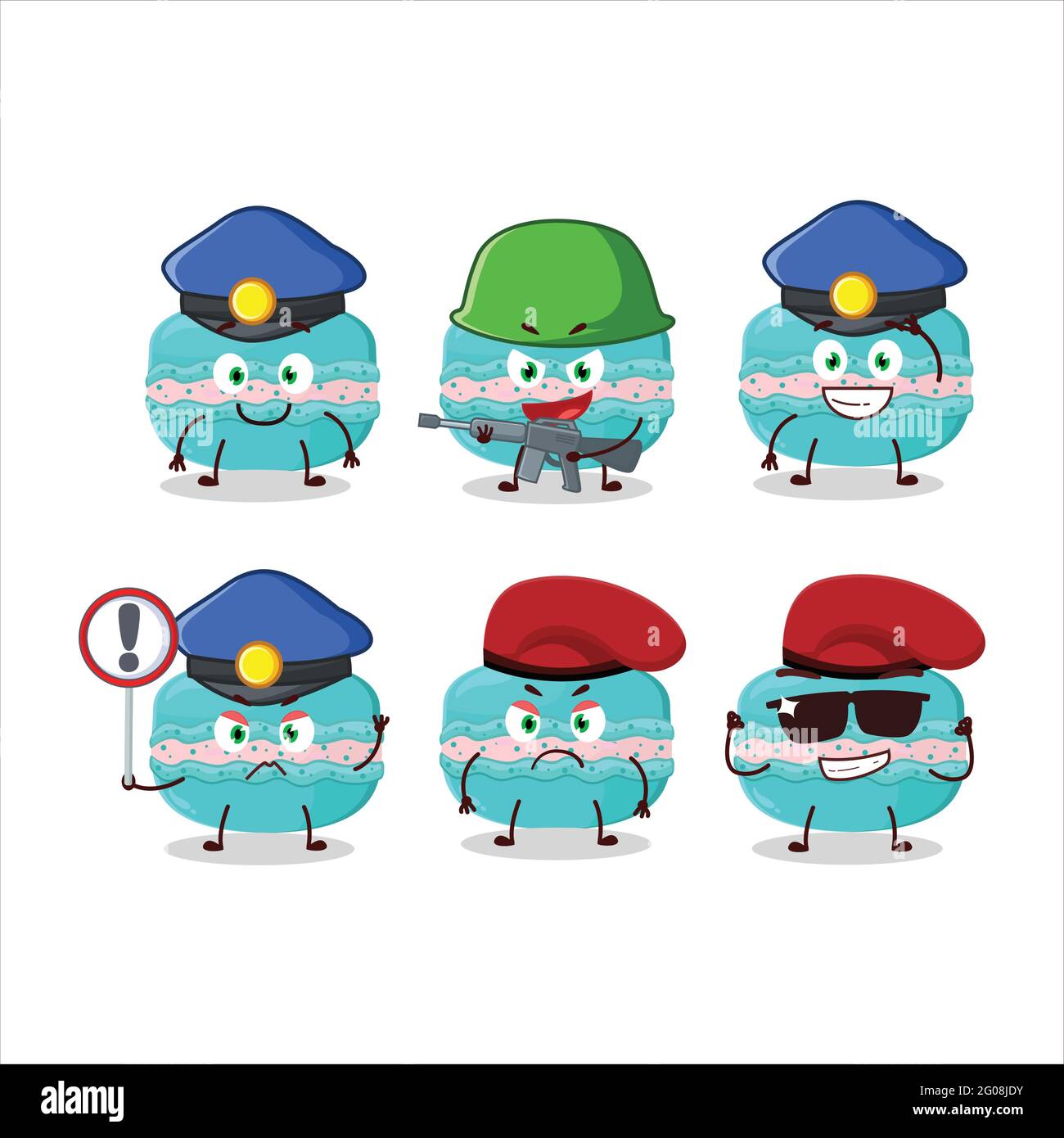 A dedicated Police officer of blueberry macaron mascot design style ...