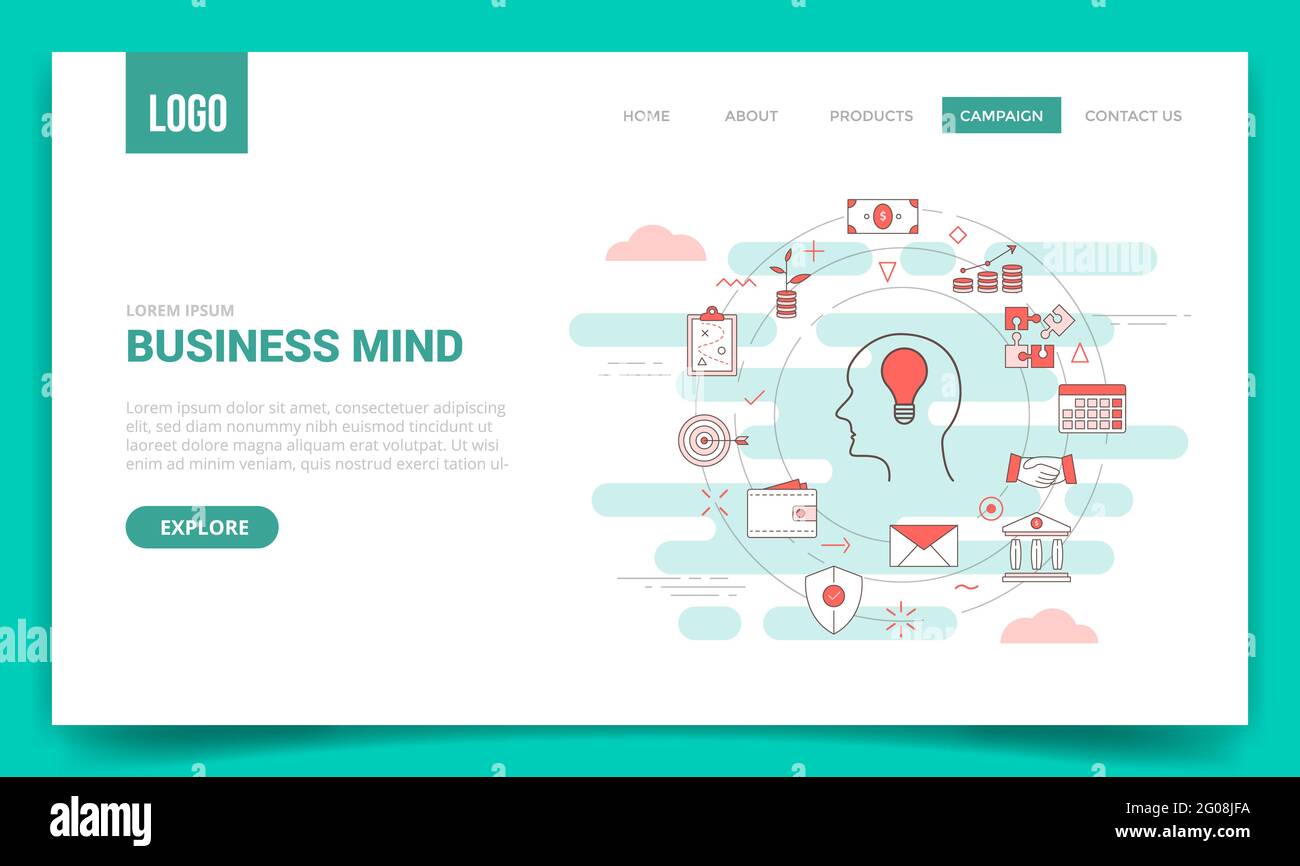 business mind concept with circle icon for website template or landing ...