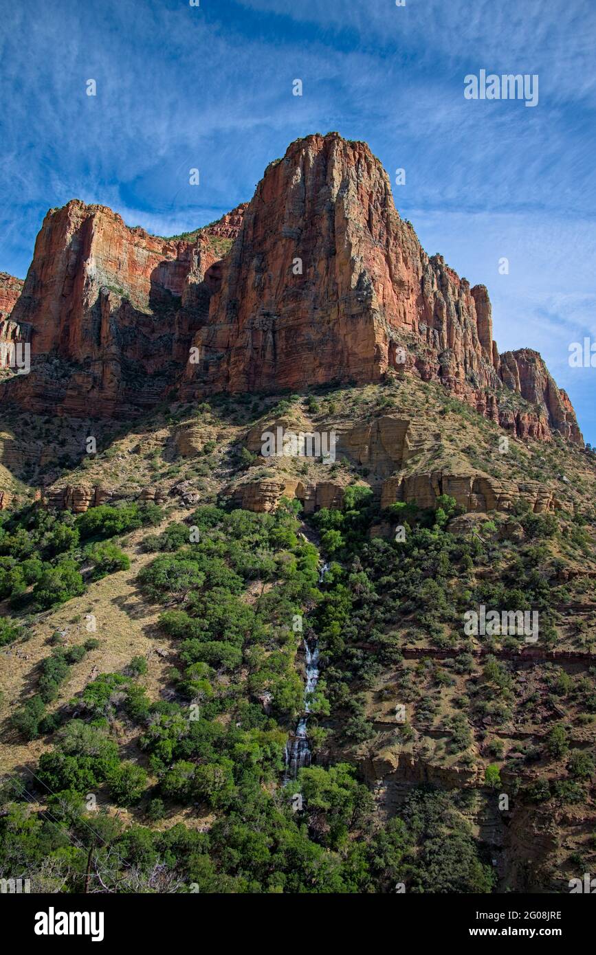 View of grand canyon bluff wall showing rock layers geological timeline ...