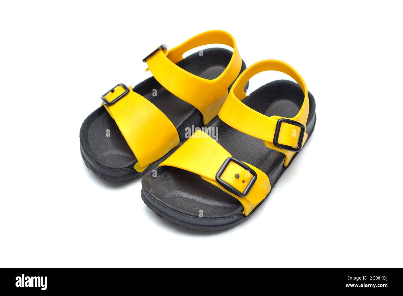 Black and yellow children's sandals made of rubber Stock Photo - Alamy