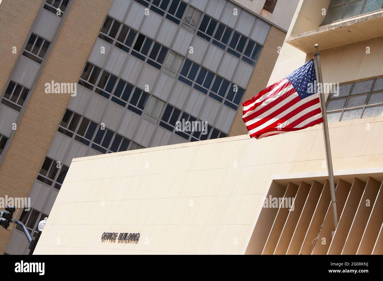 Office Building With American Flag Small Town Stock Photo - Alamy