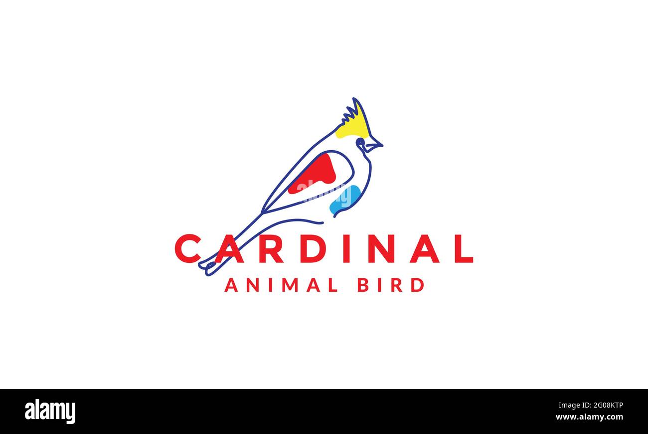 continuous lines colorful cardinal bird logo Stock Vector Image & Art ...