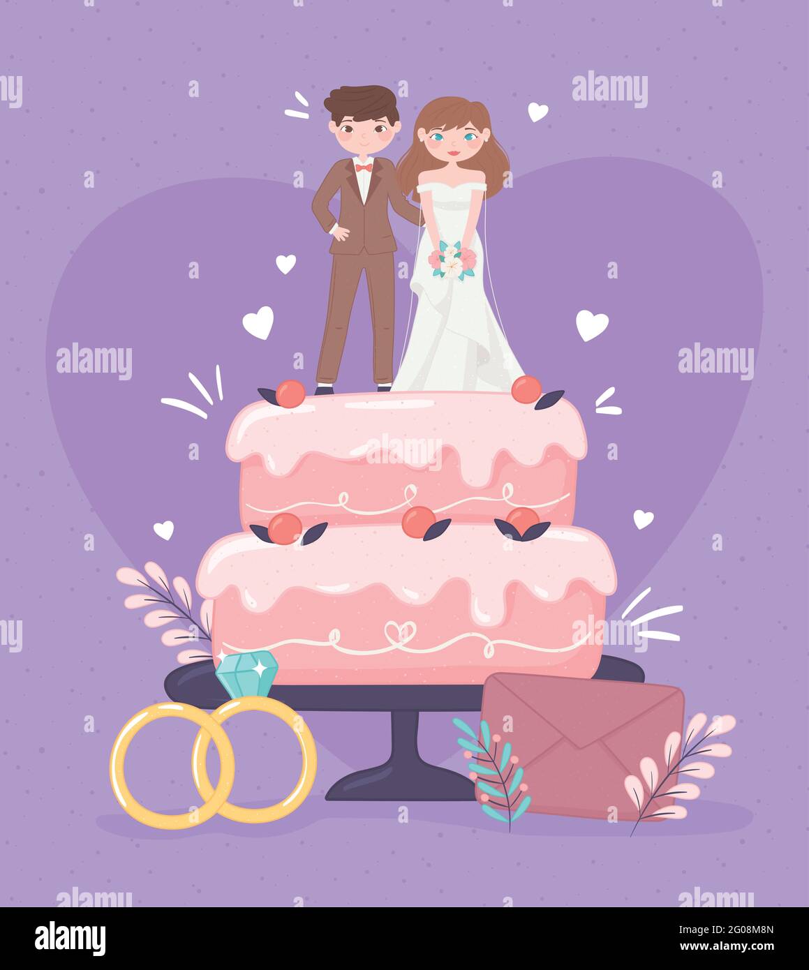 wedding cake with couple Stock Vector Image & Art - Alamy
