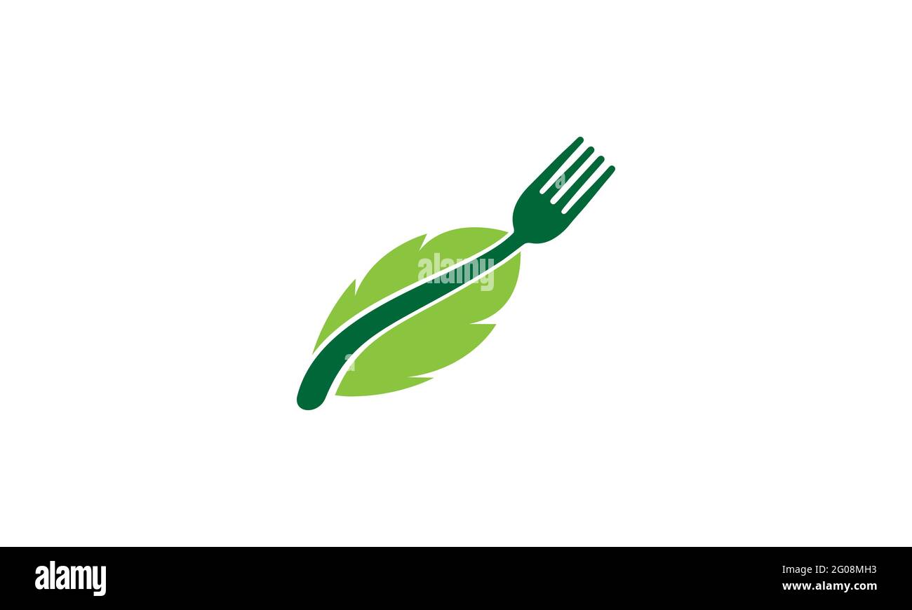 abstract fork with leaf green logo symbol vector icon illustration ...