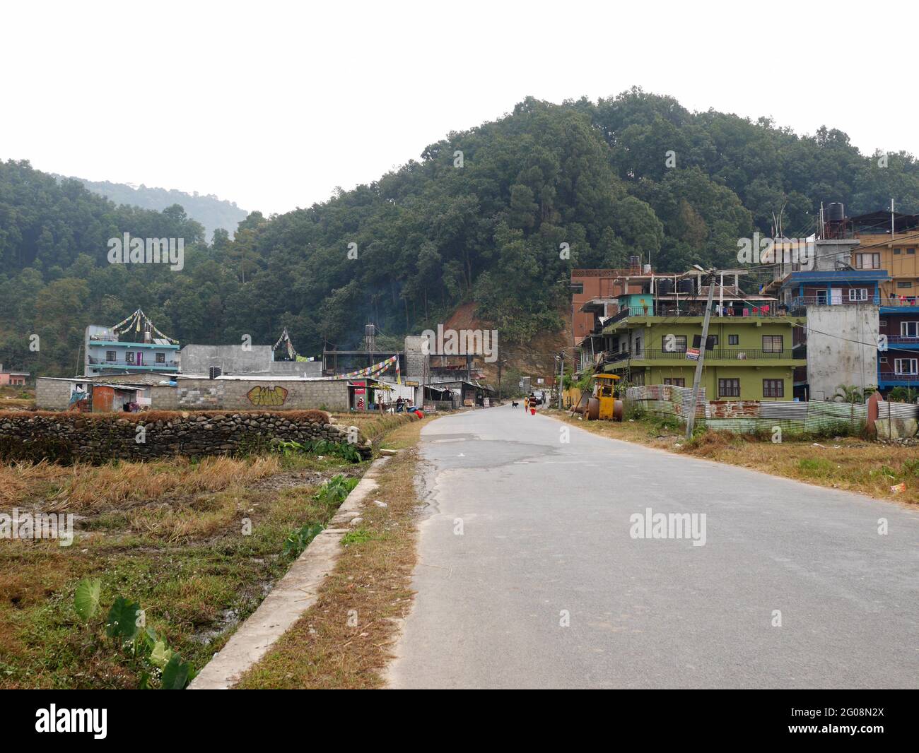 View landscape cityscape small village and prithvi highway road go to ...