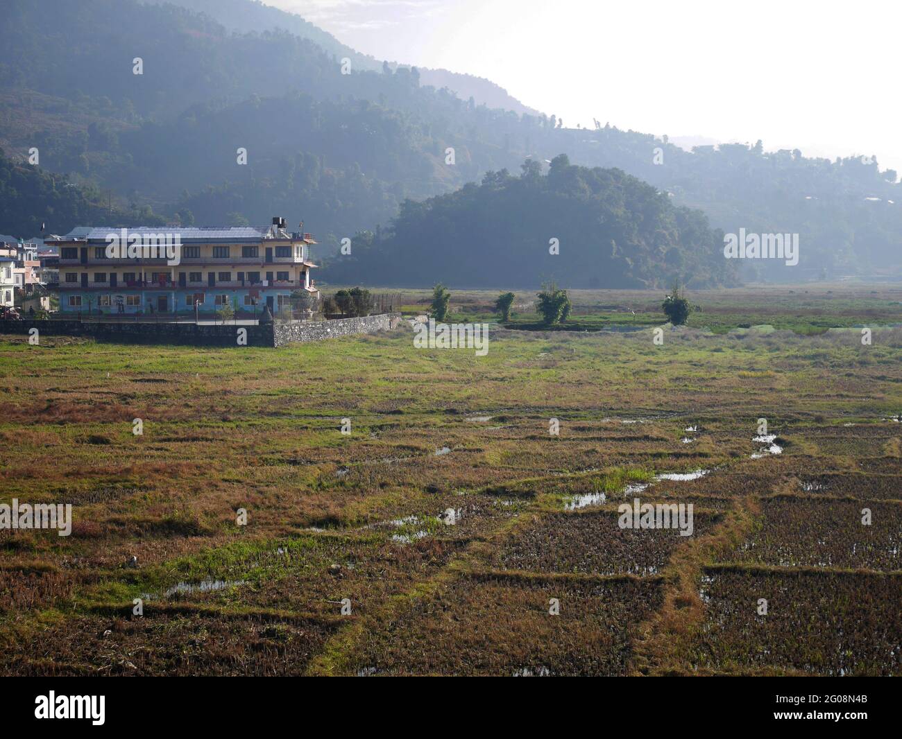 View landscape cityscape small village and nepali people transplant ...