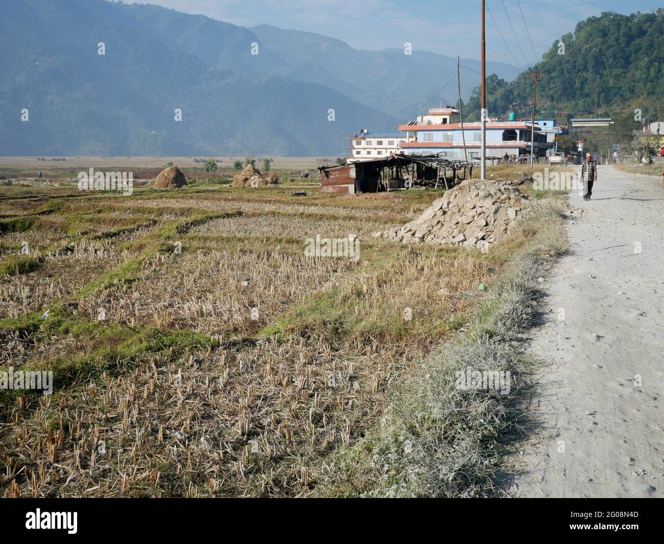 View landscape cityscape small village and prithvi highway road go to ...