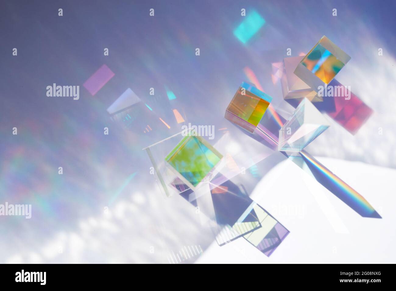 Abstract background with glass geometric figures prisms with light ...