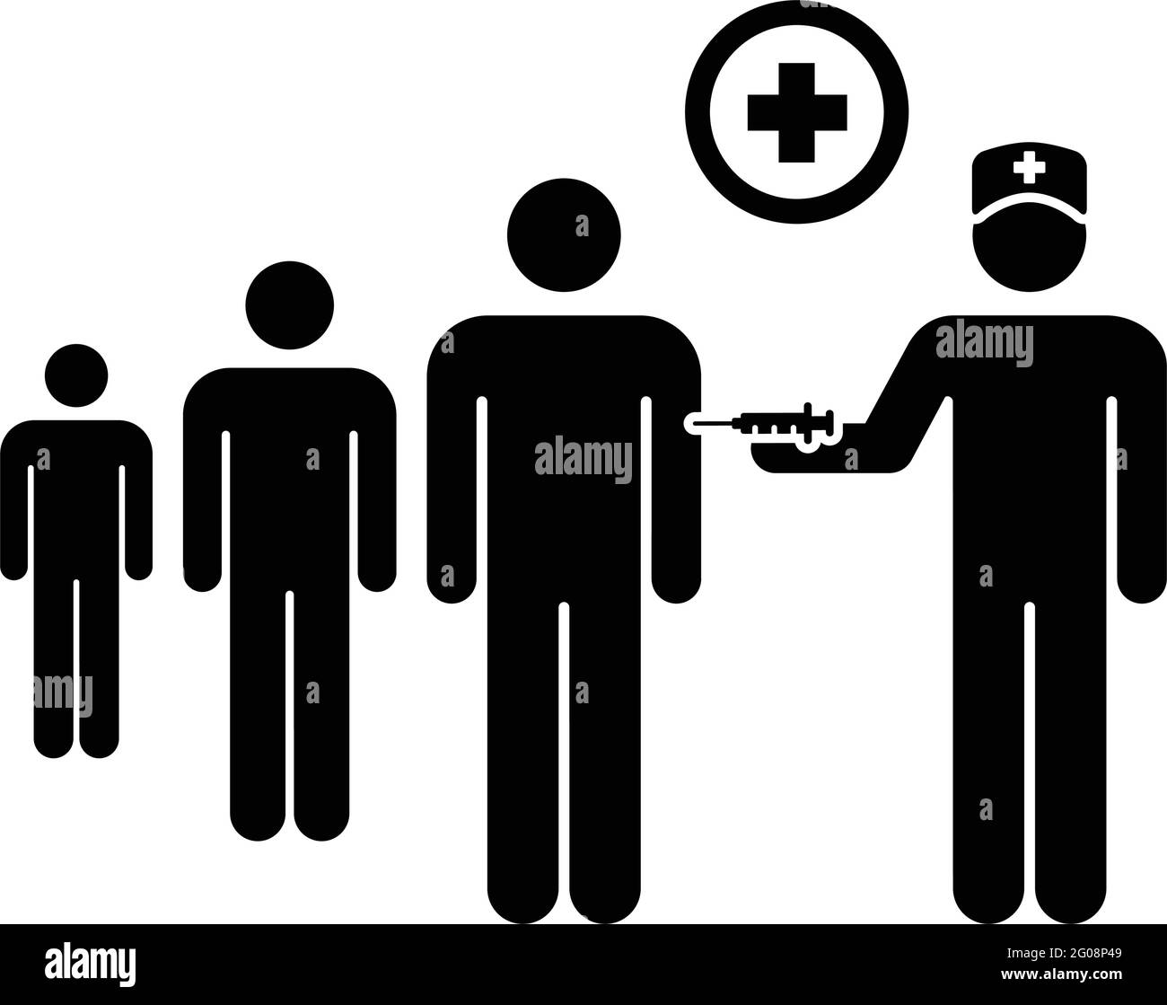 Vaccine icon vector with injection syringe person symbol for medical ...