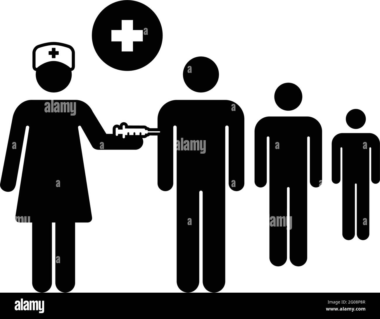 Vaccination icon vector with vaccine injection syringe person symbol ...