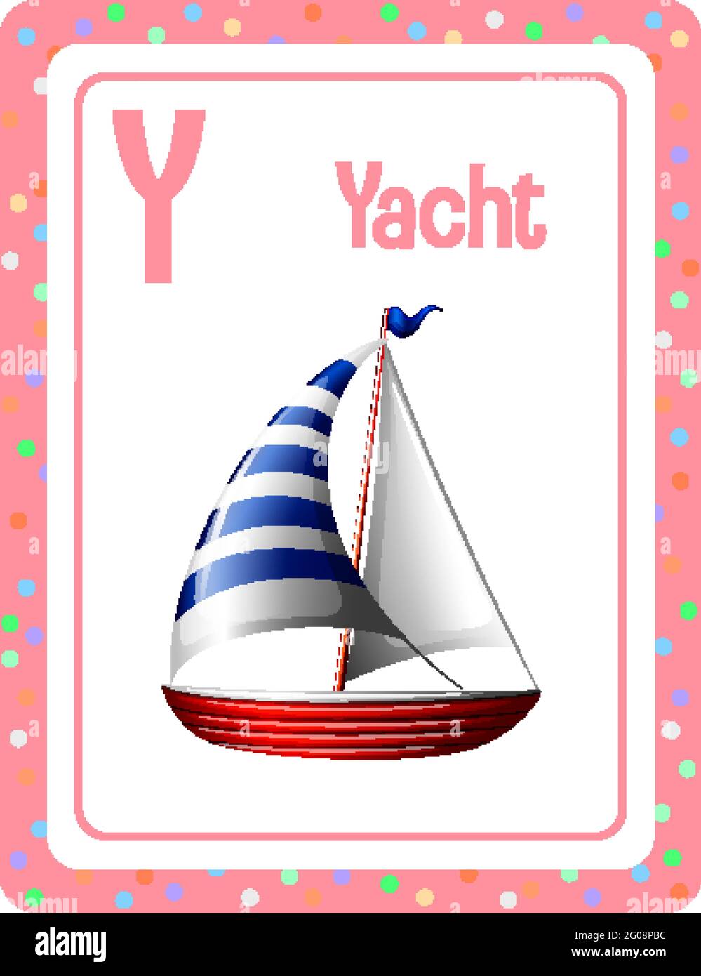 Alphabet flashcard with letter Y for Yacht illustration Stock Vector ...